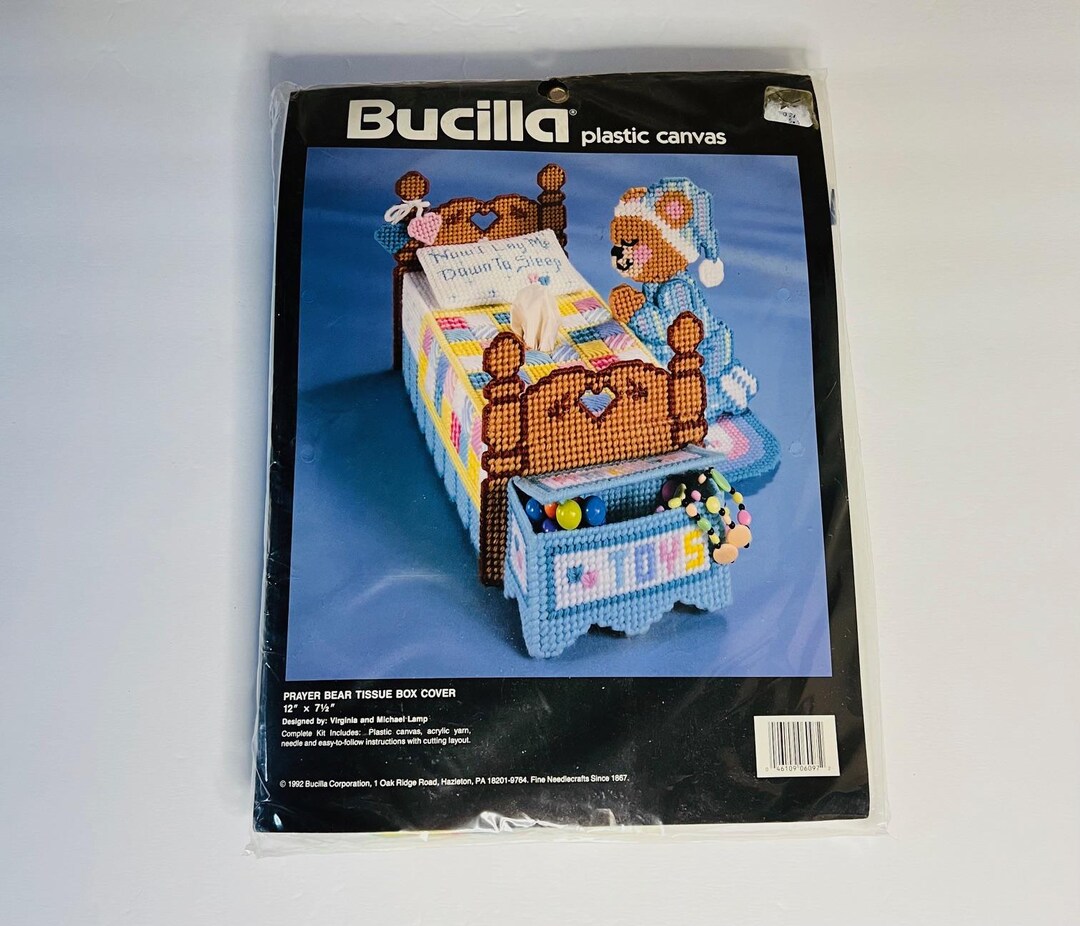 Prayer Bear Tissue Box Cover Plastic Canvas Needlepoint Kit #6097 ...