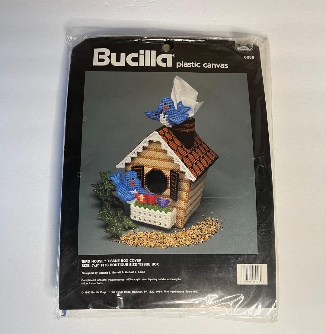 Bird House Tissue Box Cover Bucilla Plastic Canvas Needlepoint Kit ...