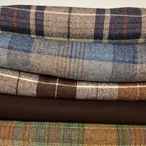 Plaid Wool Blend Fabric Cut by the Yard and Remnant Many Colors to ...