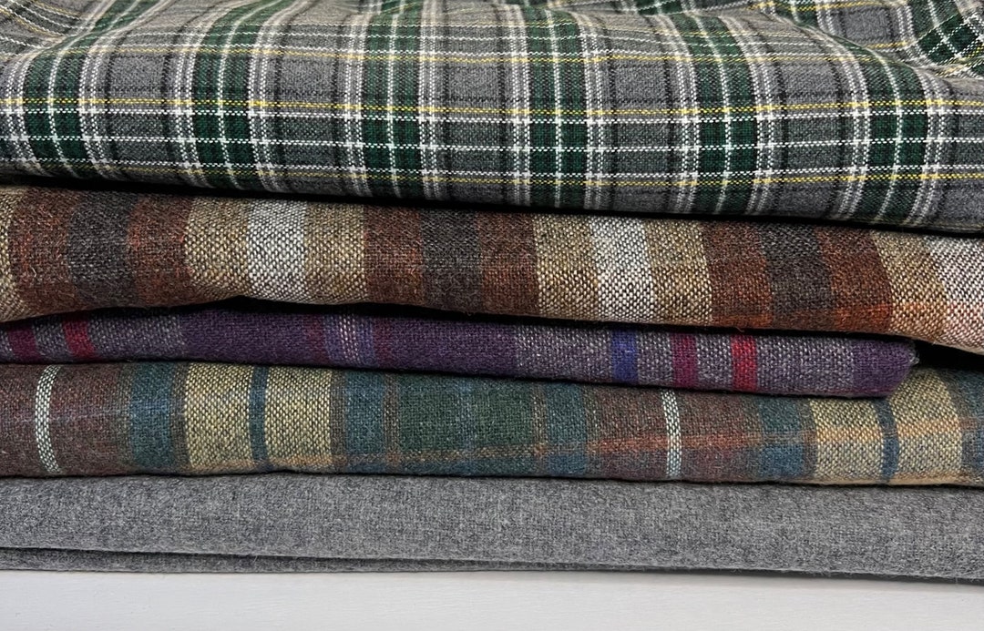 Plaid Wool Blend Fabric Cut by the Yard Many Colors to Choose From ...