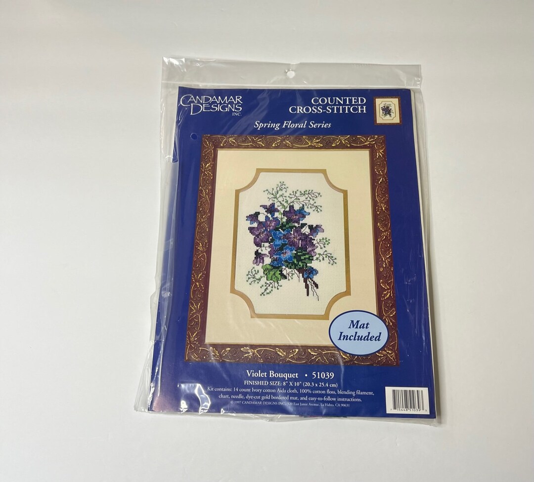 Candamar Designs Counted Cross Stitch Kit 51039 violet Bouquet Vintage ...