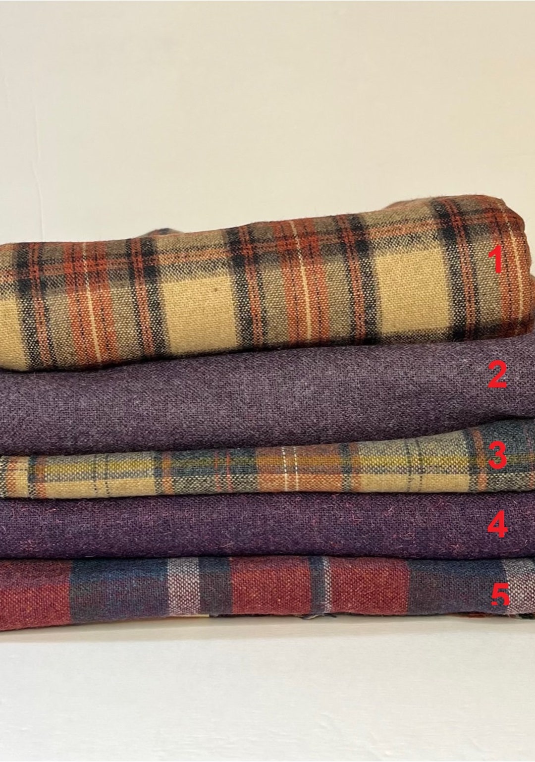 Plaid Wool Blend Fabric Cut by the Yard and Remnant Many Colors to ...