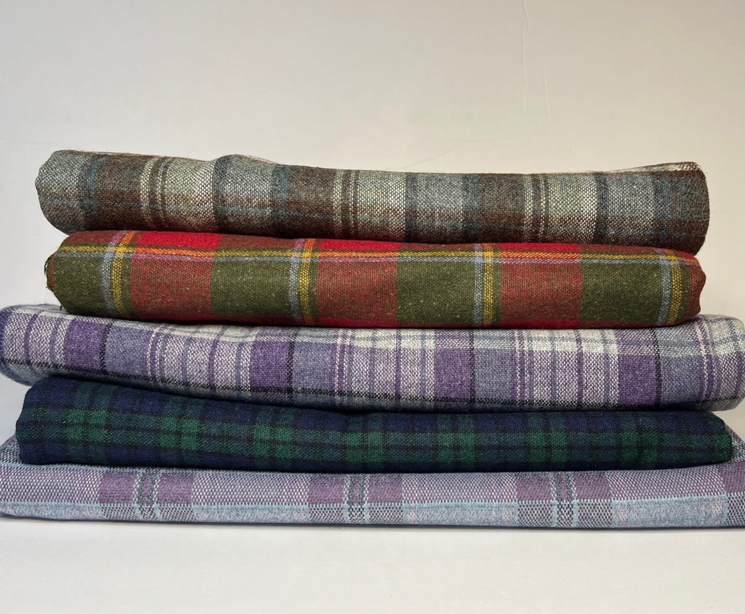 Plaid Wool Blend Fabric Cut by the Yard and Remnant Many Colors to ...