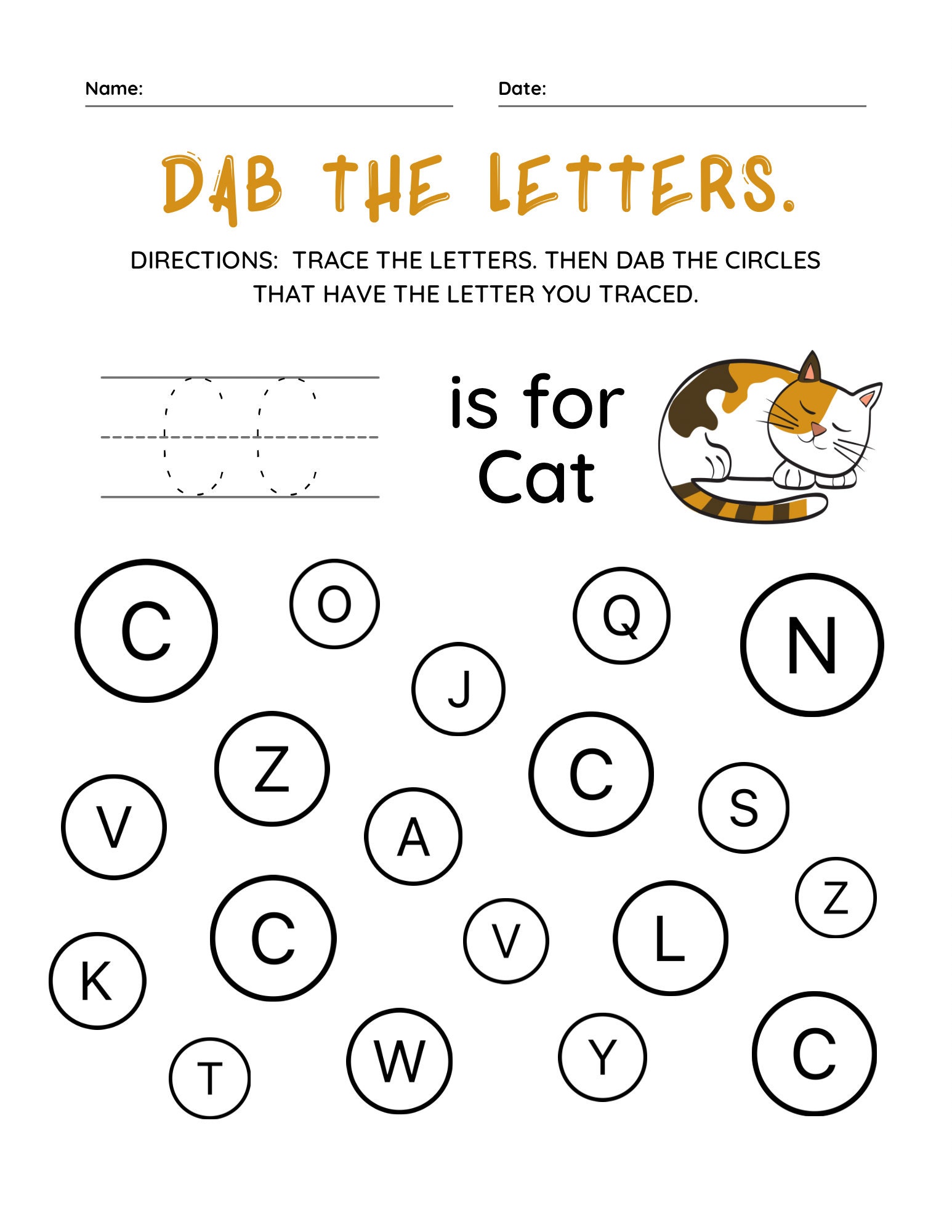 Alphabet Dab It Worksheets, ABC26 Page Dab It ...