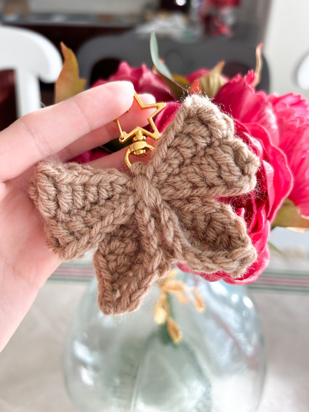 Cutie Crochet Bow Keychain Handmade Crochet Charm Gift for Her ...