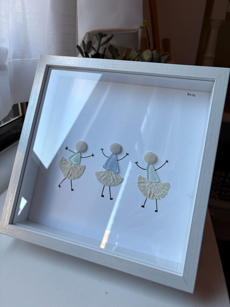 Handmade Pebble Art - Two Girls, Sea Glass Coastal Decor - Etsy