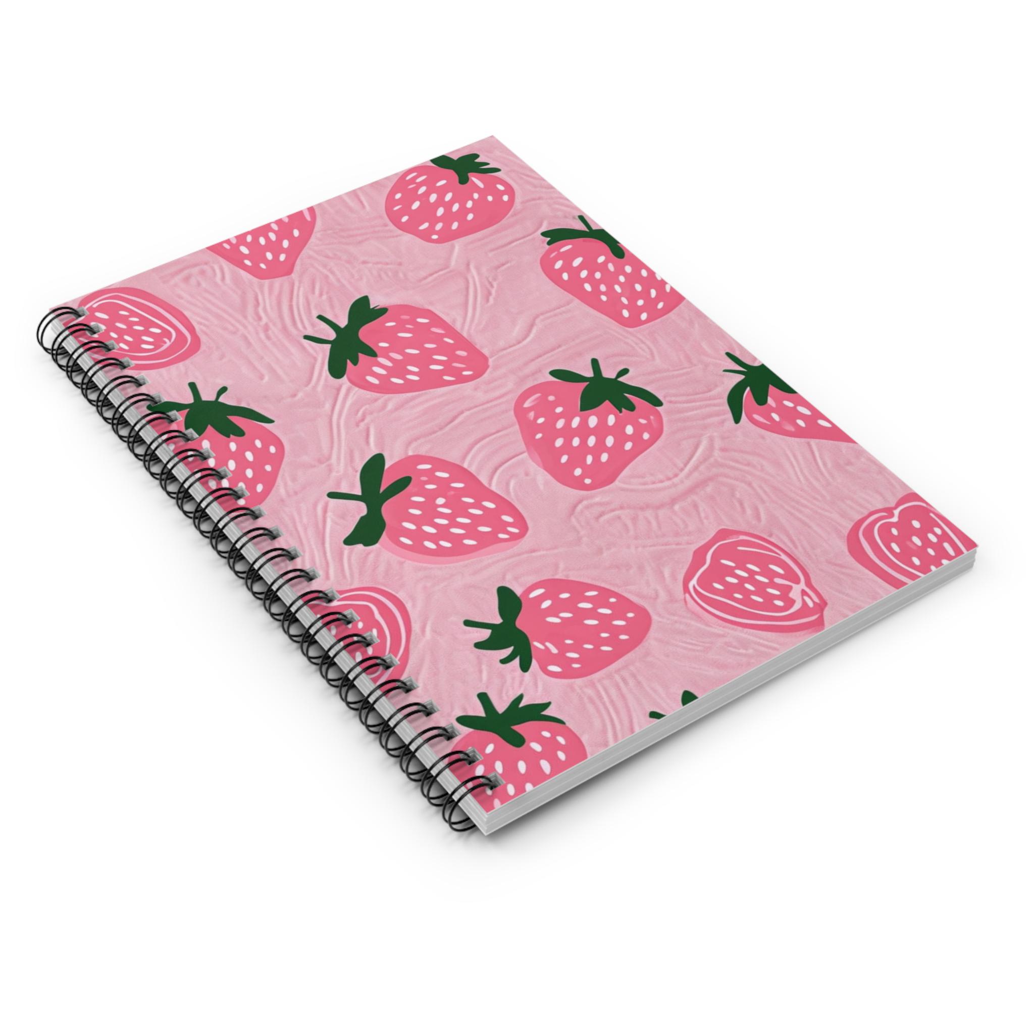 Strawberry Spiral Notebook, Cute Fruit Stationery, Back to School ...