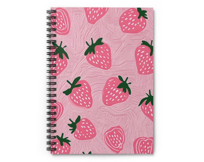 Strawberry Spiral Notebook, Cute Fruit Stationery, Back to School ...