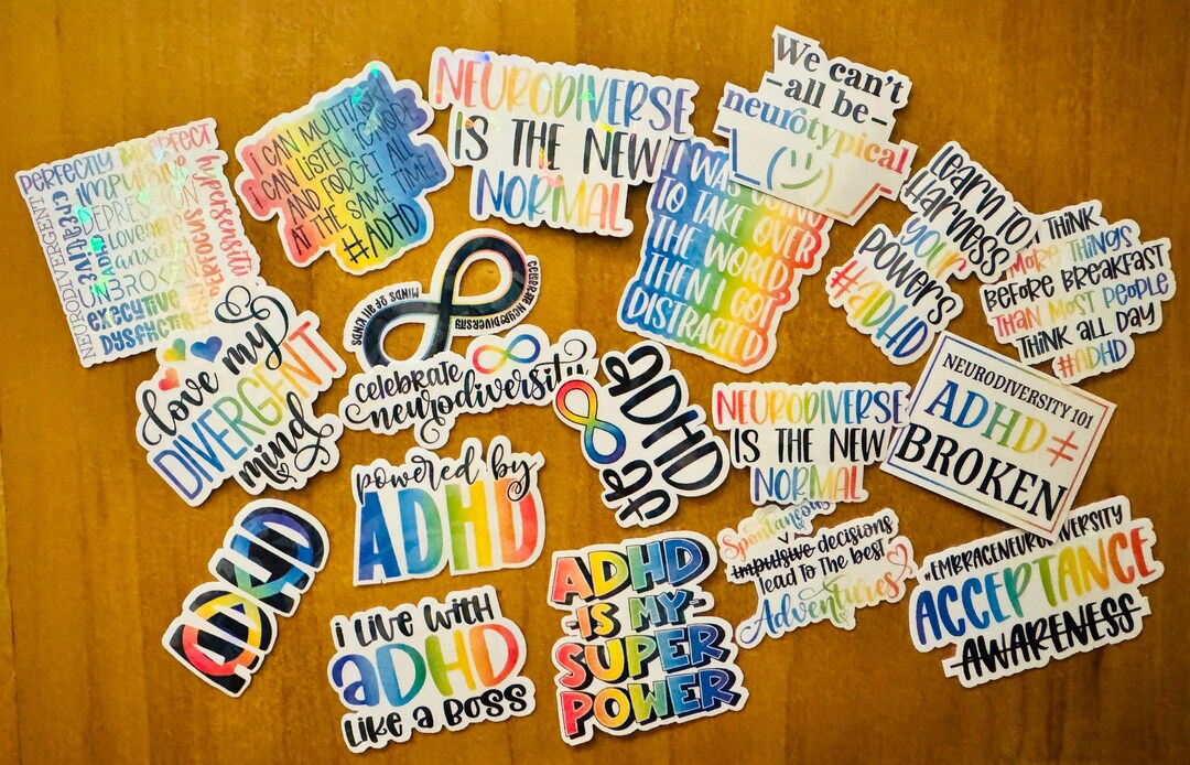 ADHD Assorted Sticker Bundles | Water Proof Stickers| Neurodiverse ...