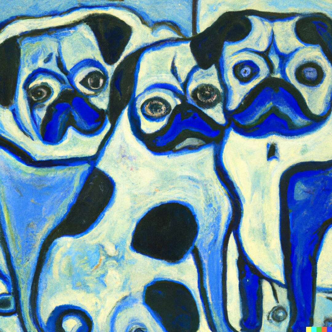 Four Pugs Blue 2 - Etsy