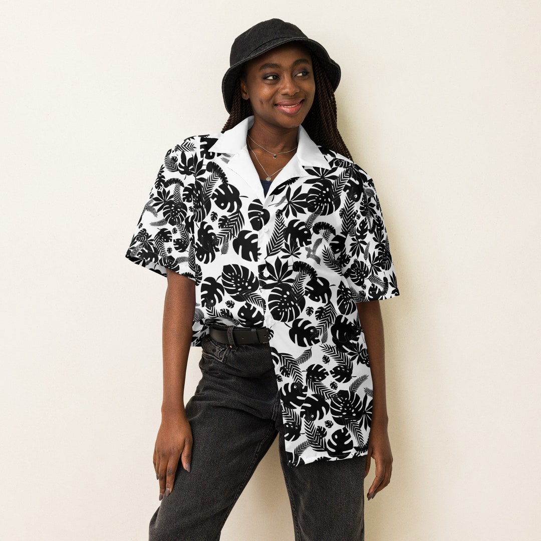 Tropicool Black and White Unisex Button Shirt - Etsy
