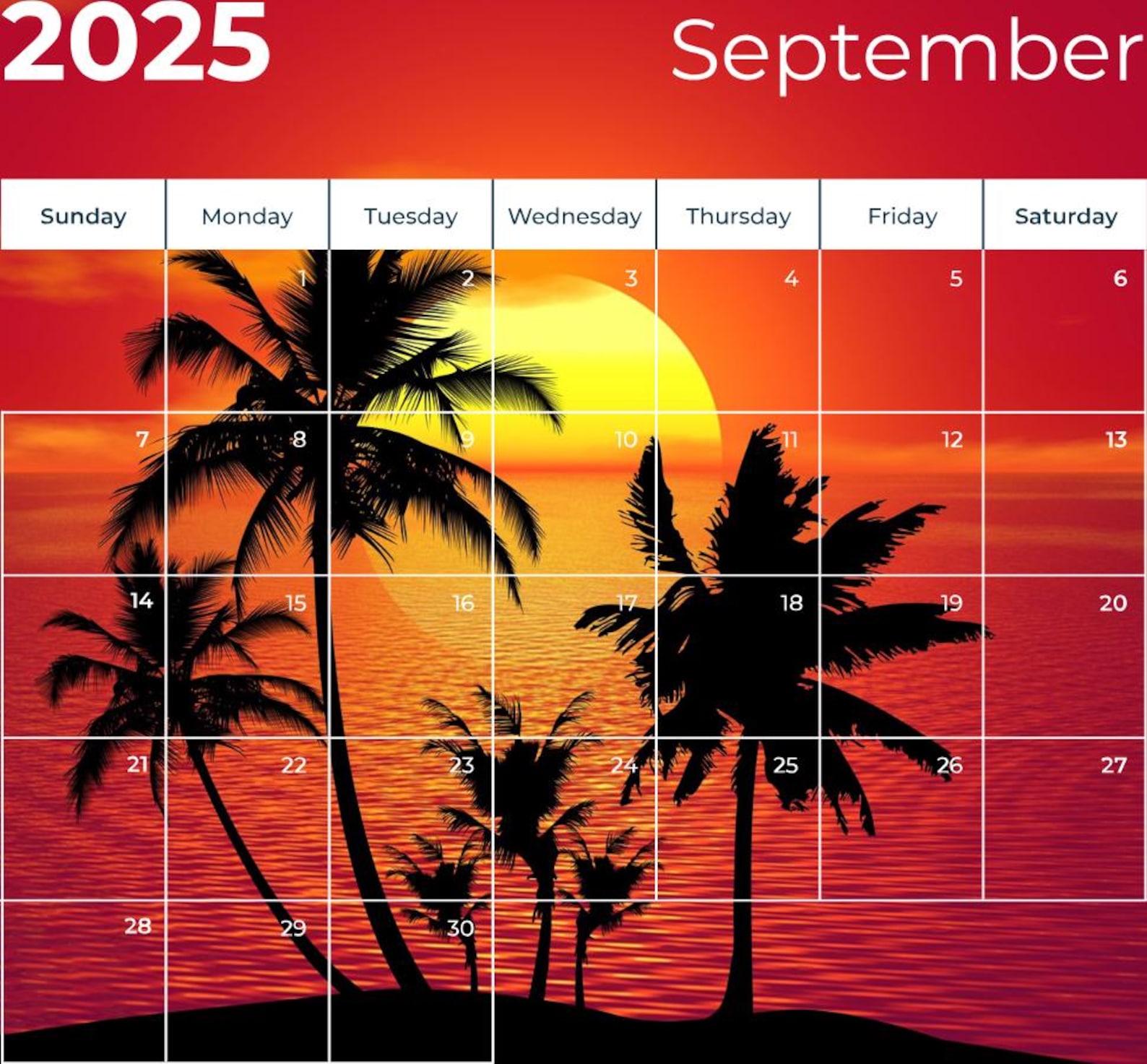 Printable Calendar 2025 - Tropical Paradise Edition - Digital Download ...