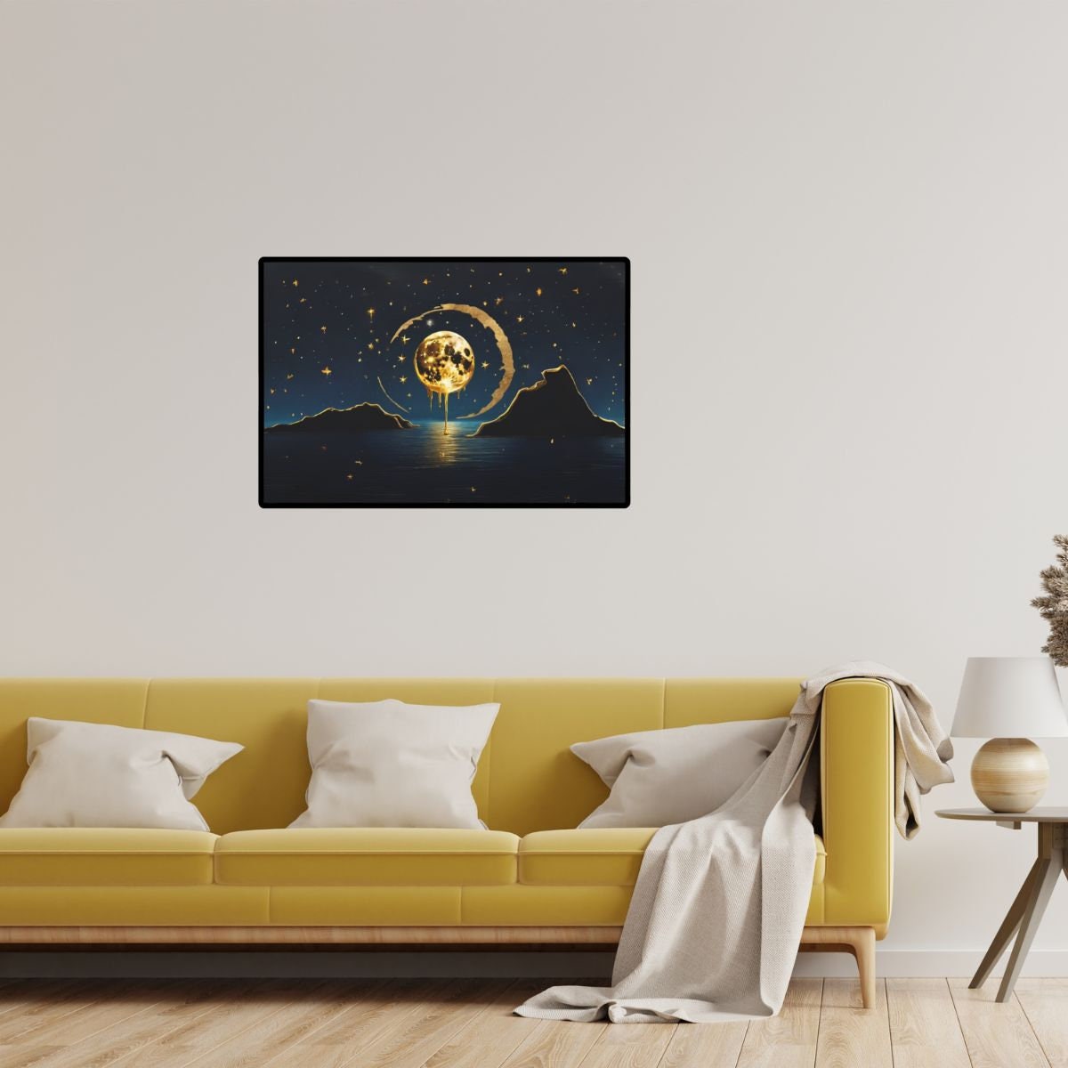 Golden Moon Fusion, Wall Art Canvas, Modern Canvas Wall Art, Matte ...
