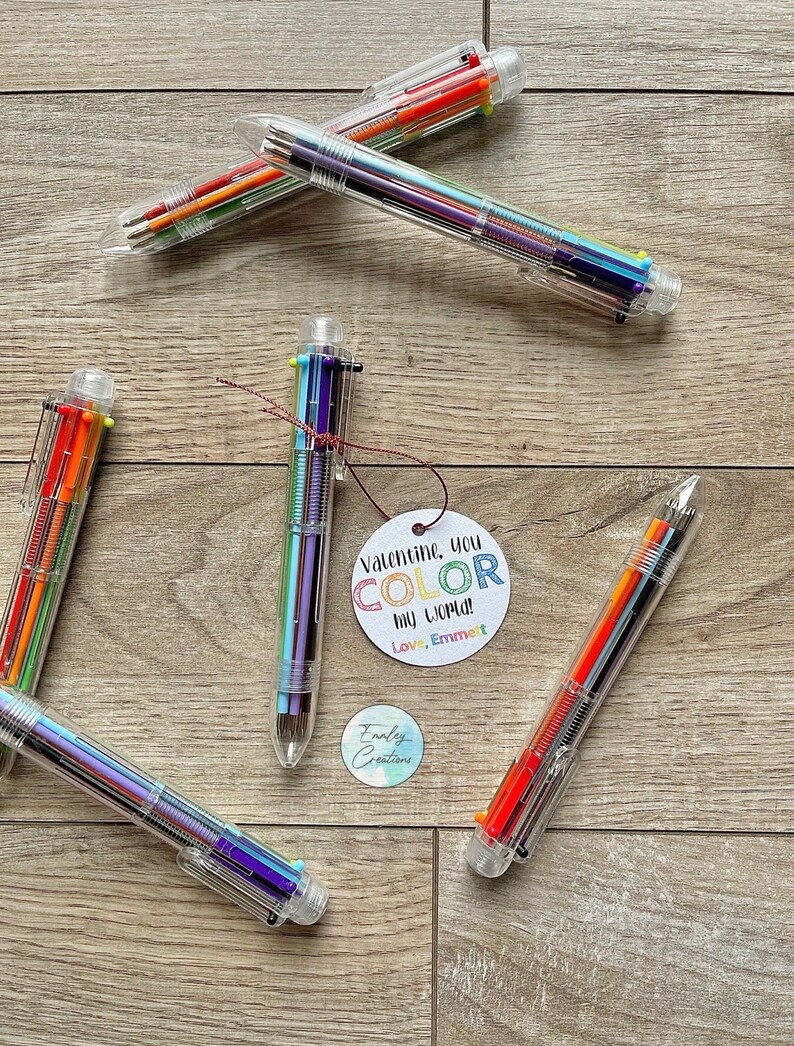 Personalized Color Pen Valentine's Day Treats Valentines for Kids ...