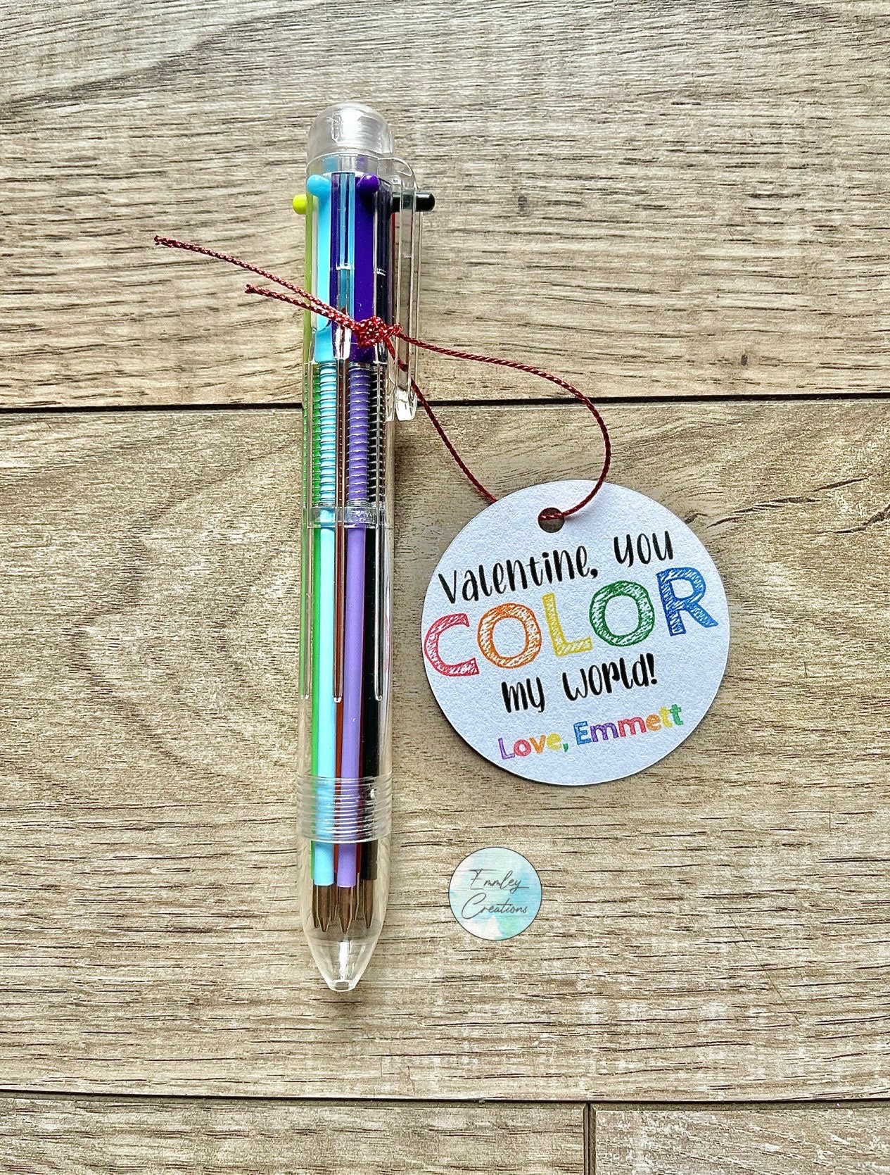 Personalized Color Pen Valentine's Day Treats Valentines for Kids ...