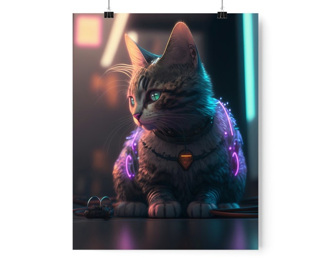 Cyberpunk Cat in Forest Wall Art Poster Print - Etsy Canada