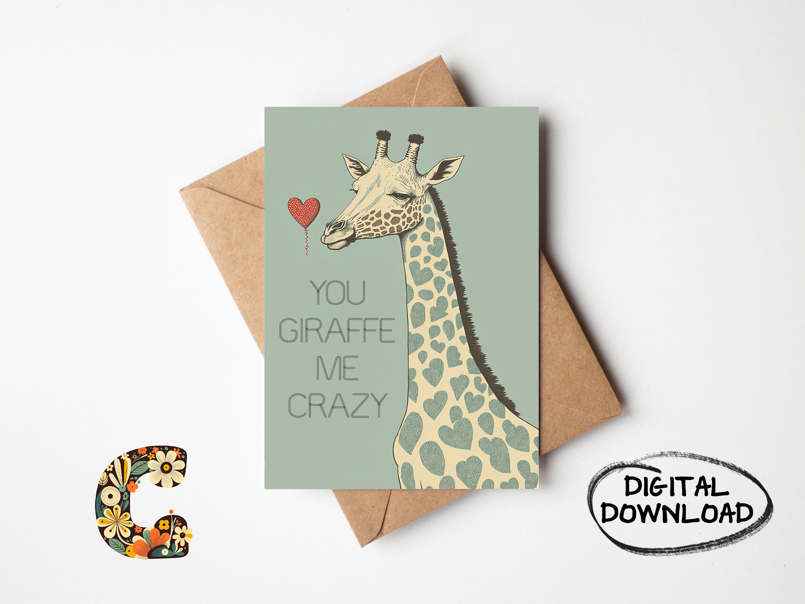 You Giraffe Me Crazy, Cute Giraffe Card ,birthday Card , Valentines Day ...