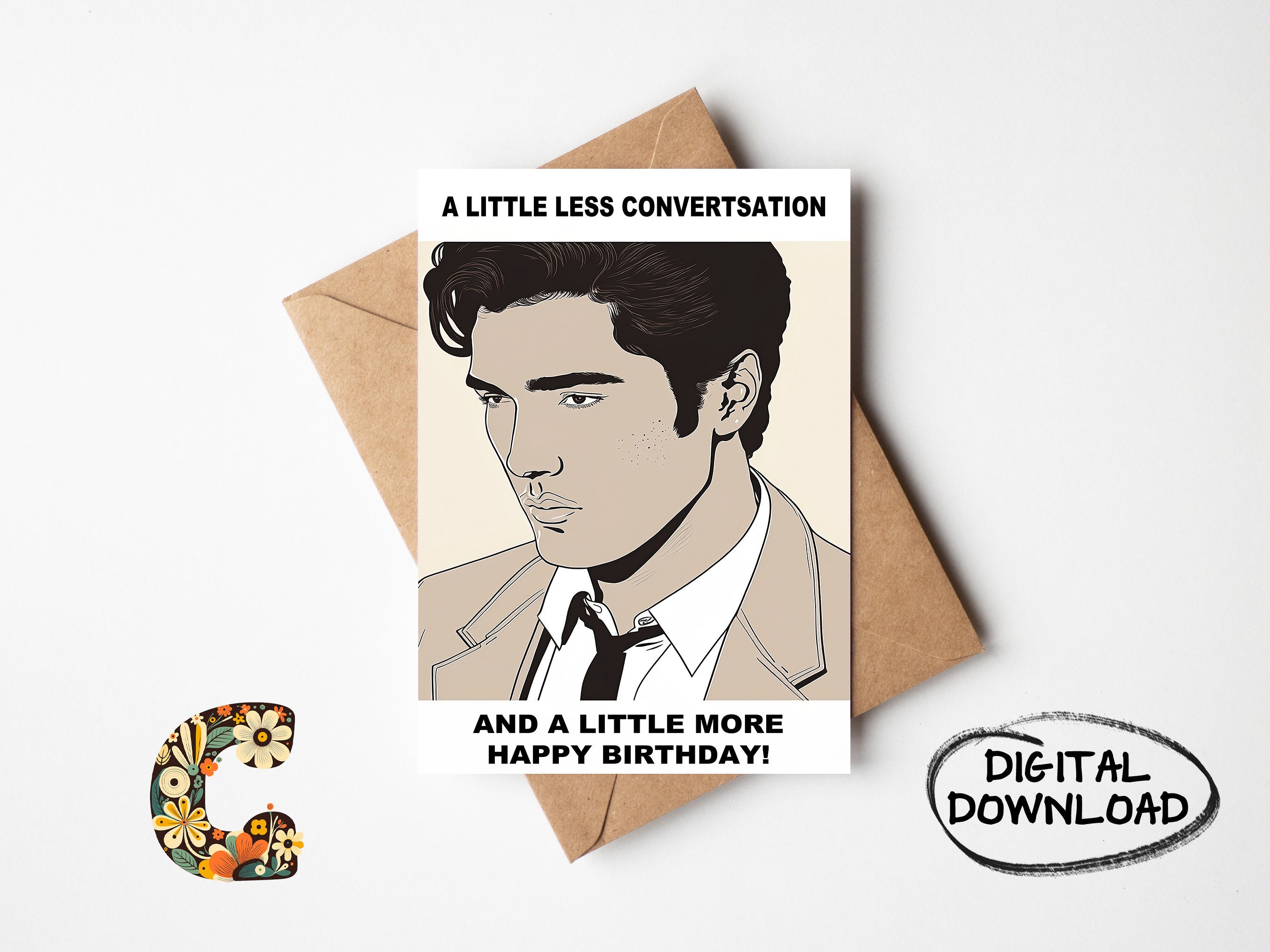 Elvis, Printable Greeting Card , Birthday Card, 5x7 Greeting Card ...