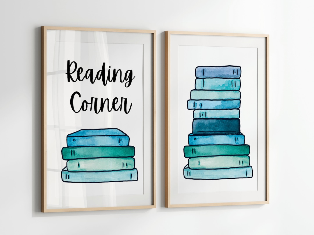 Reading Corner Child's Room Decor, Watercolor Books Print, Reading Nook ...