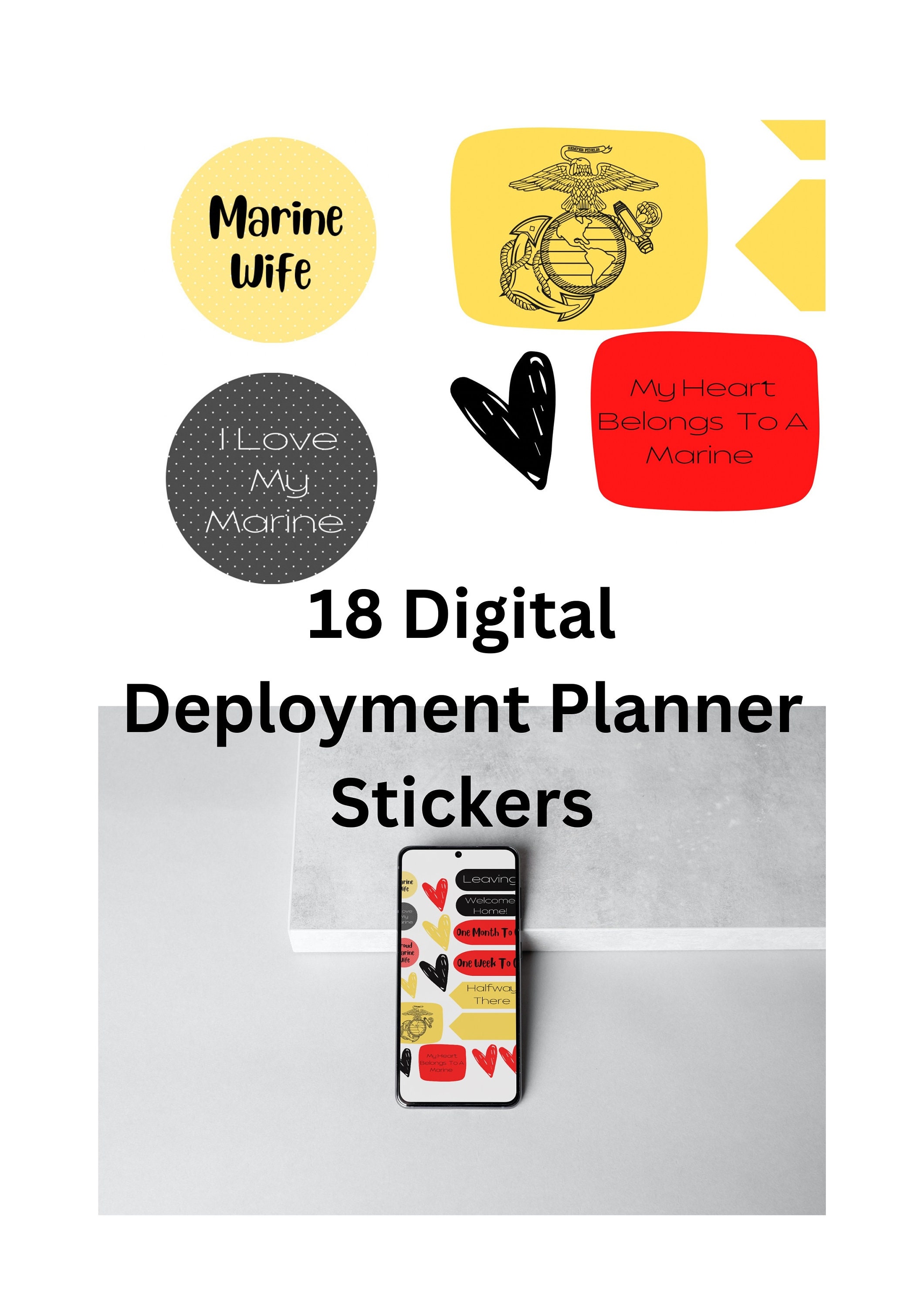 Digital Marines Military Planner Stickers 18 Deployment/military Themed ...