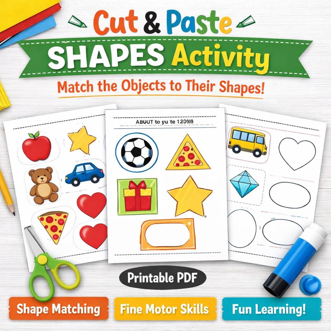 Preschool Shapes Cut and Paste Activity | Fine Motor Skills Printable ...