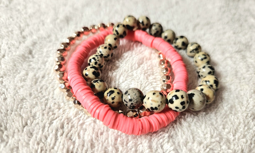 Colorful Bracelet Stack / Hot Pink Bracelet / Pink Bracelet Stack ...
