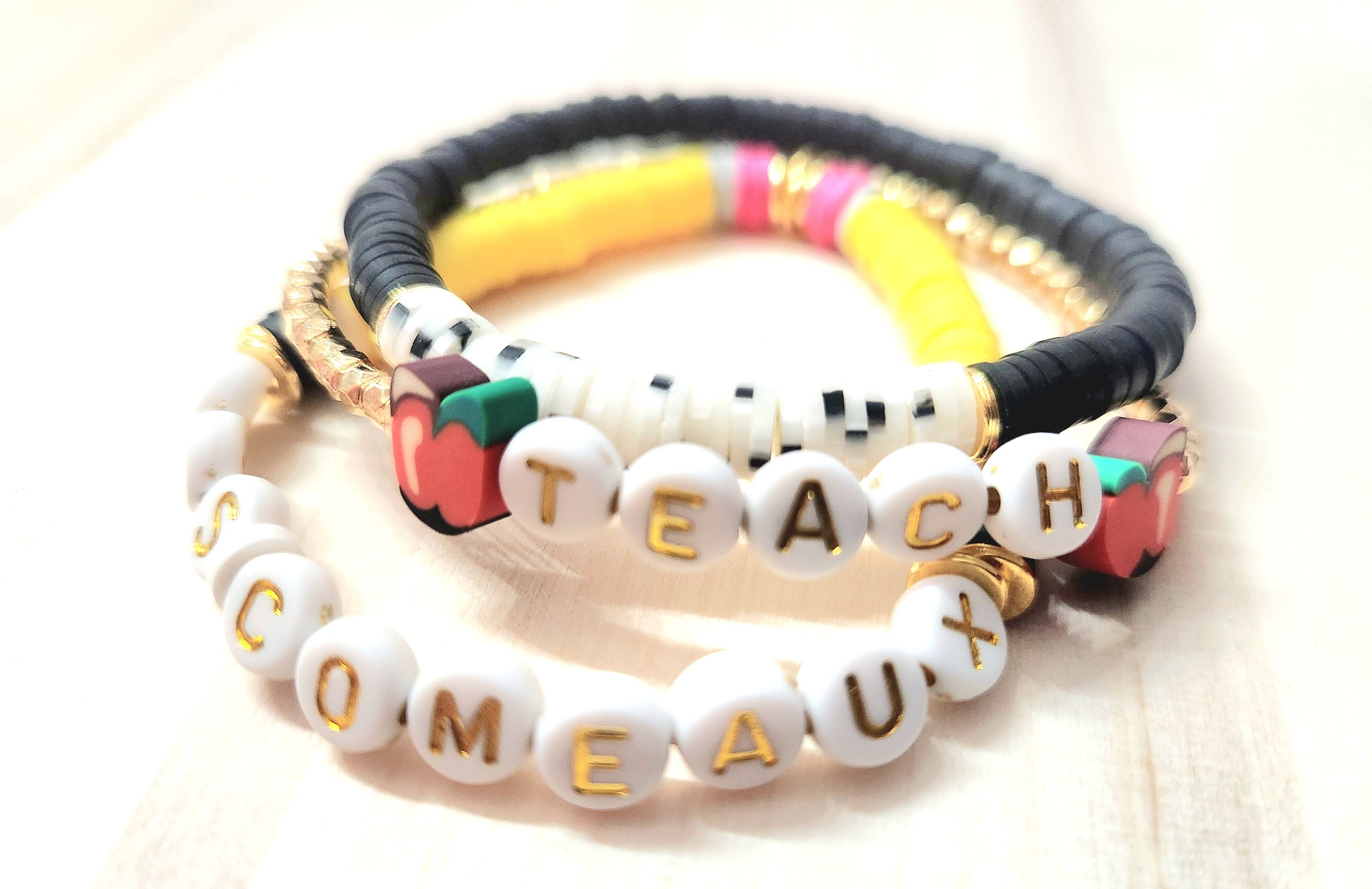 Teacher Pencil Bracelet Stack / Teacher Stack / Teacher Appreciation Gift / Pencil Stackable ...