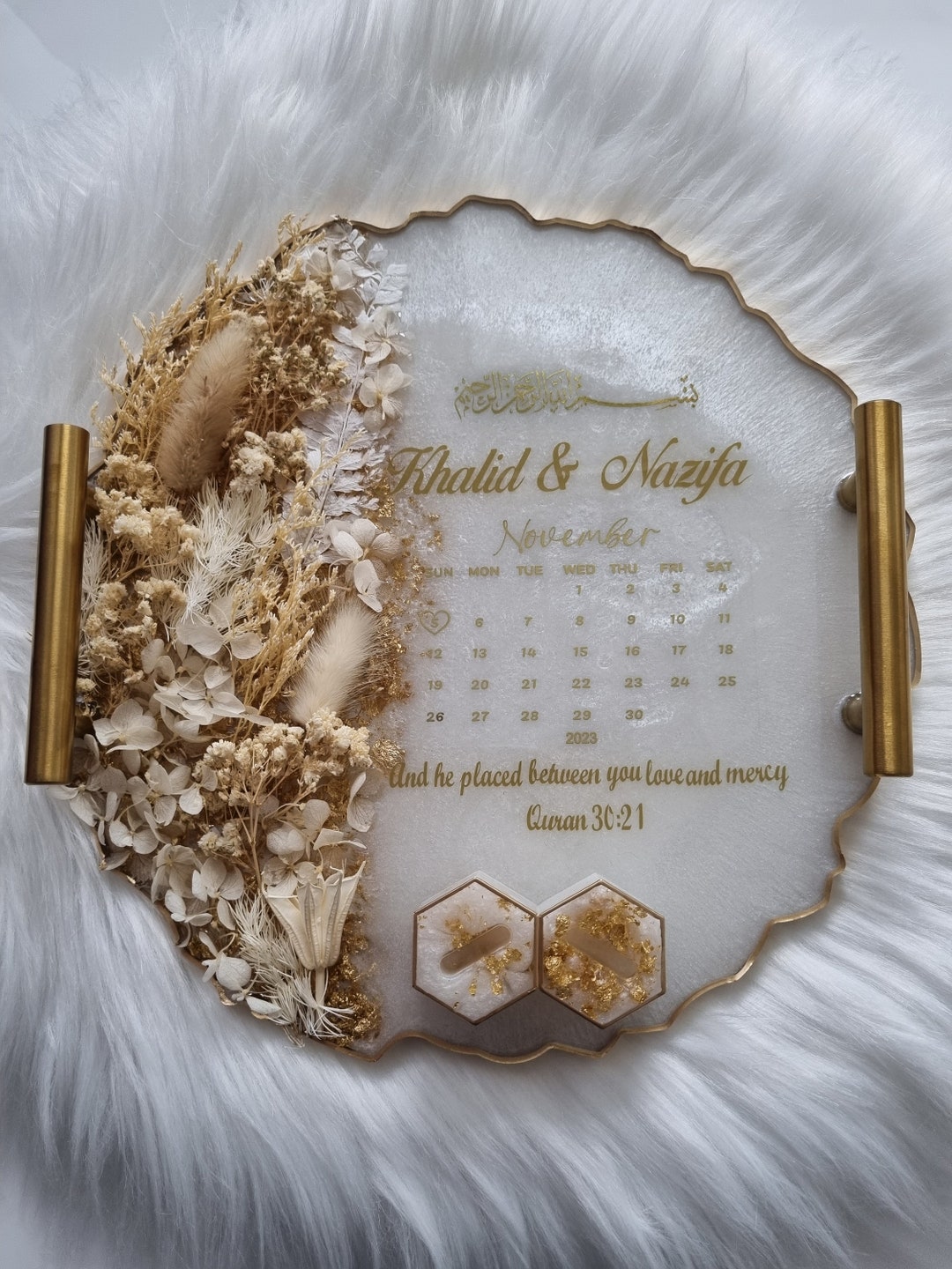 Dried Floral Ring Tray Calender Date Personalised Ring Tray Wedding ...