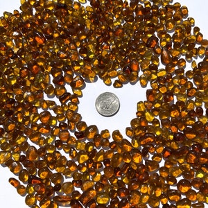 Amber Glass Beads, Brownish Yellow Glass Beads, Amber Color Sea Glass ...