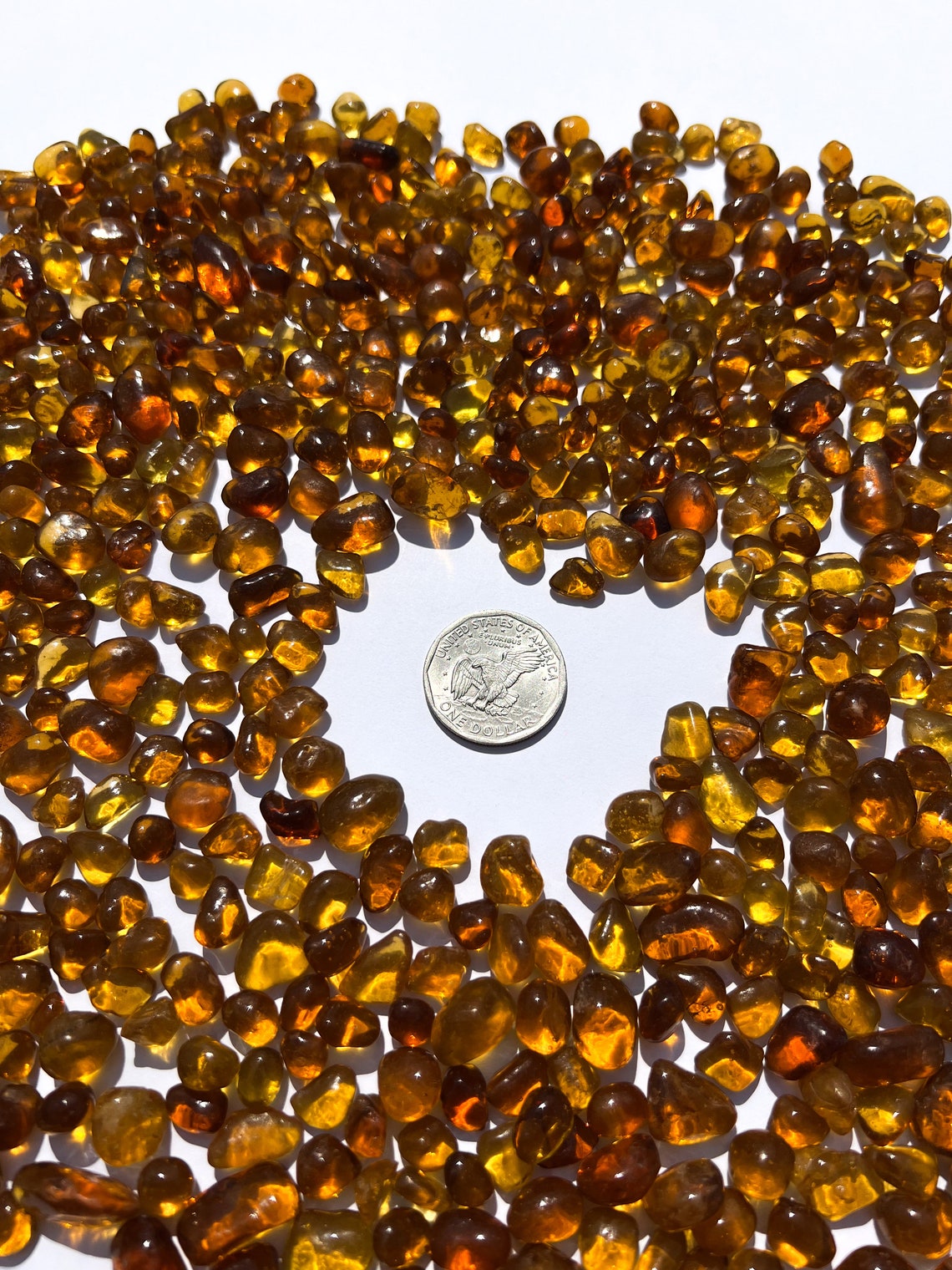 Amber Glass Beads, Brownish Yellow Glass Beads, Amber Color Sea Glass ...