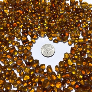 Amber Glass Beads, Brownish Yellow Glass Beads, Amber Color Sea Glass ...