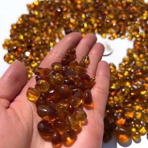 Amber Glass Beads, Brownish Yellow Glass Beads, Amber Color Sea Glass ...