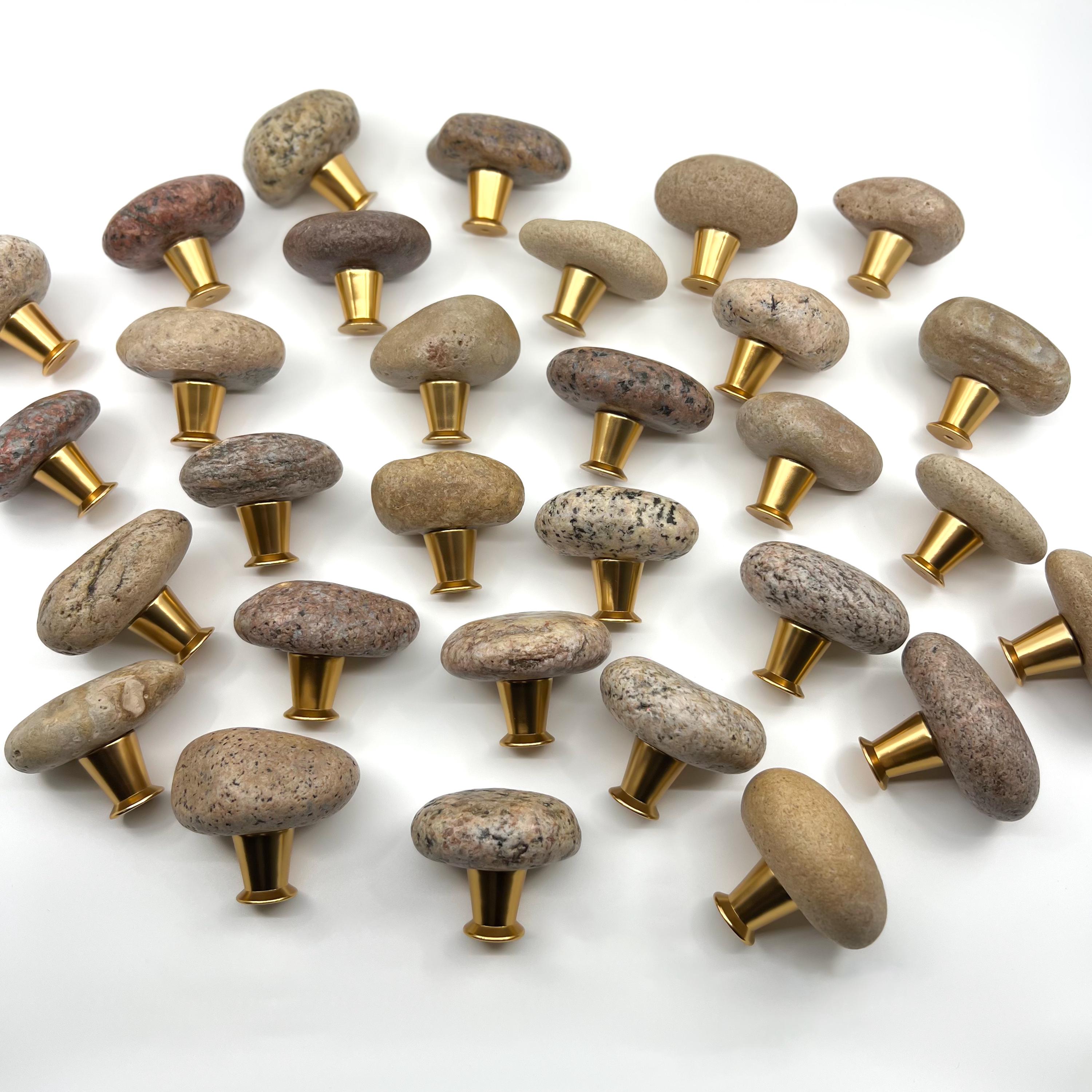 Handmade Natural Stone Knobs – Gold Base Cabinet Hardware - Etsy