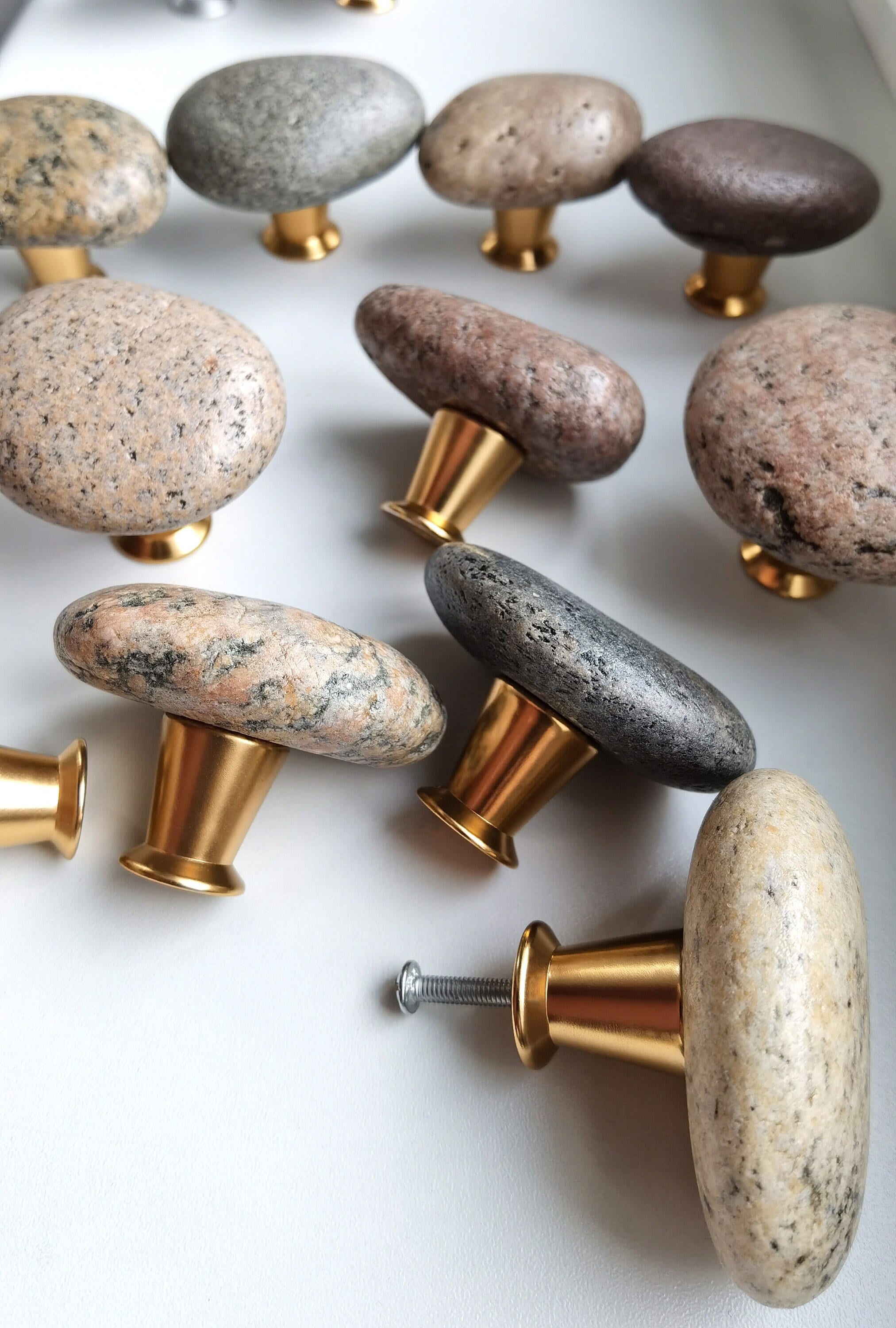 Natural Beach Stone Cabinet Knob, Handmade - Etsy