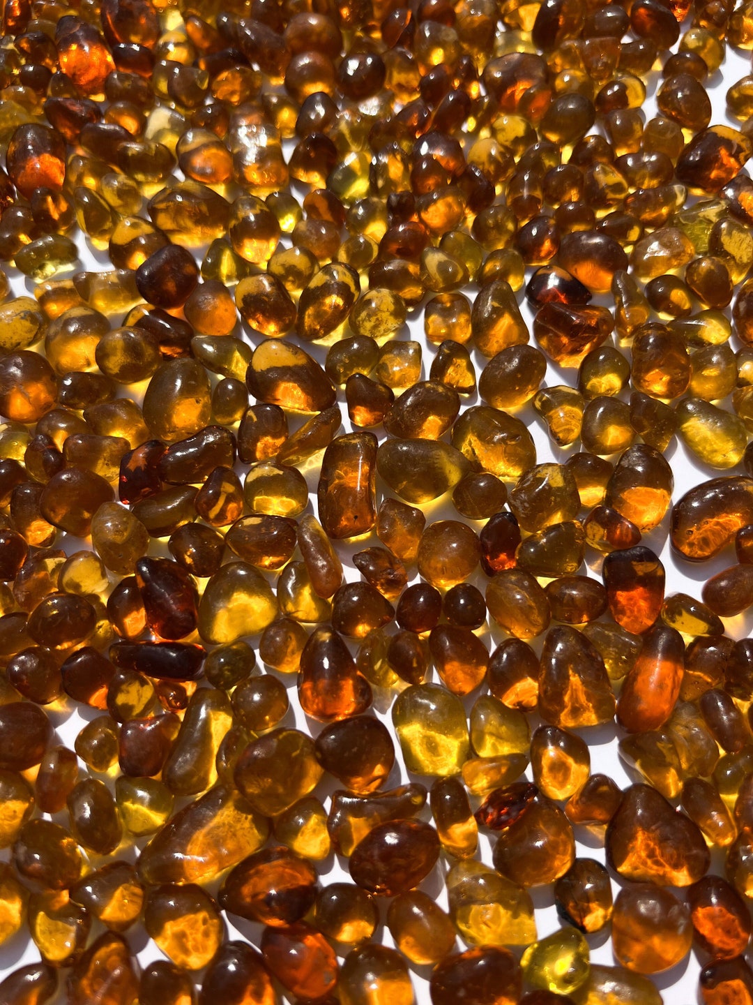 Amber Glass Beads, Brownish Yellow Glass Beads, Amber Color Sea Glass ...