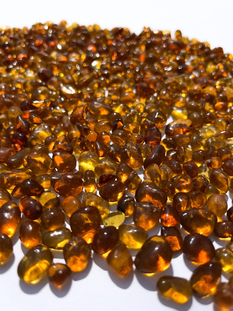 Amber Glass Beads, Brownish Yellow Glass Beads, Amber Color Sea Glass ...