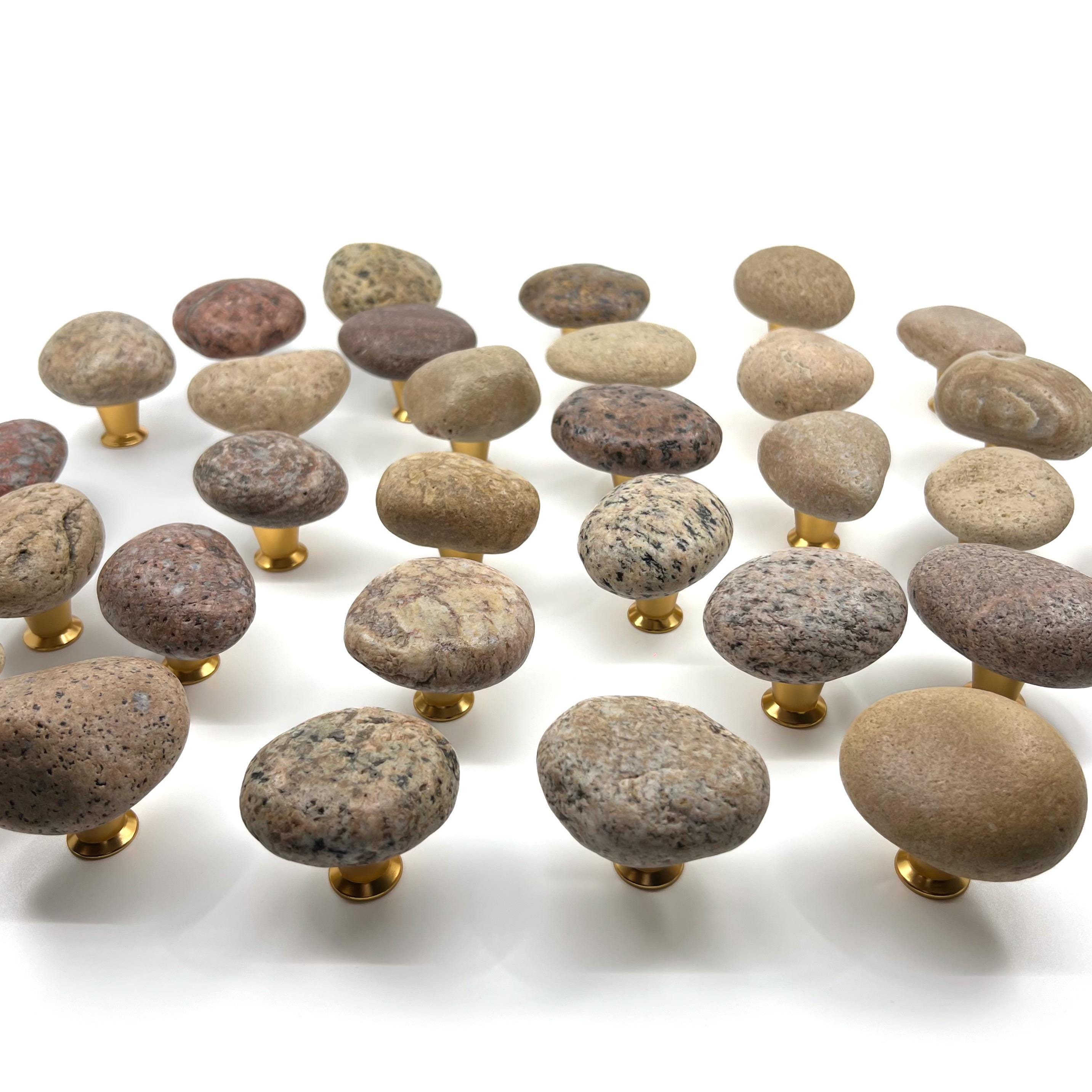 Handmade Natural Stone Knobs – Gold Base Cabinet Hardware - Etsy
