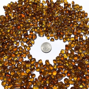 Amber Glass Beads, Brownish Yellow Glass Beads, Amber Color Sea Glass ...