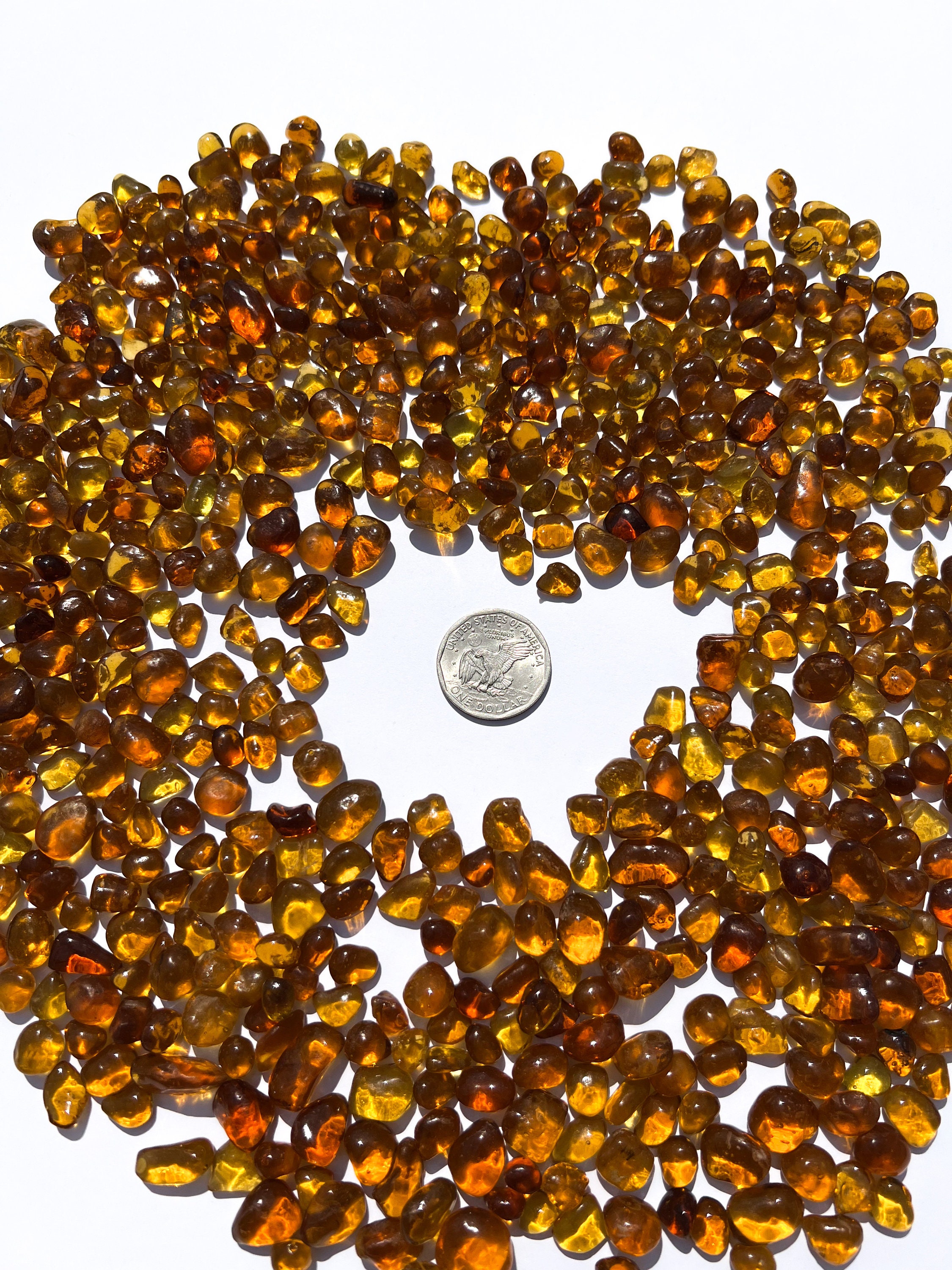 Amber Glass Beads, Brownish Yellow Glass Beads, Amber Color Sea Glass ...
