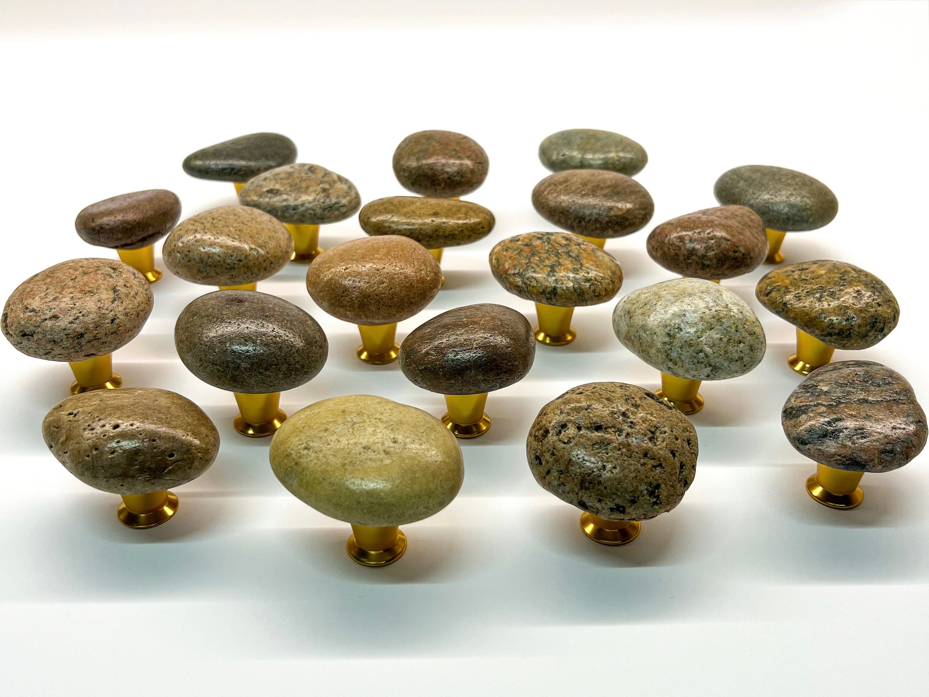 Natural Sea Stone Knobs – Handmade Rock Drawer Pulls – Beach Stone Cabinet Handles – Real Ocean ...