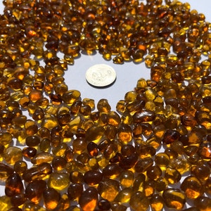 Amber Glass Beads, Brownish Yellow Glass Beads, Amber Color Sea Glass ...