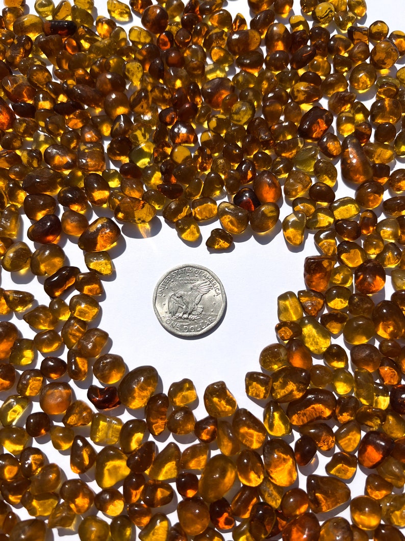 Amber Glass Beads, Brownish Yellow Glass Beads, Amber Color Sea Glass ...