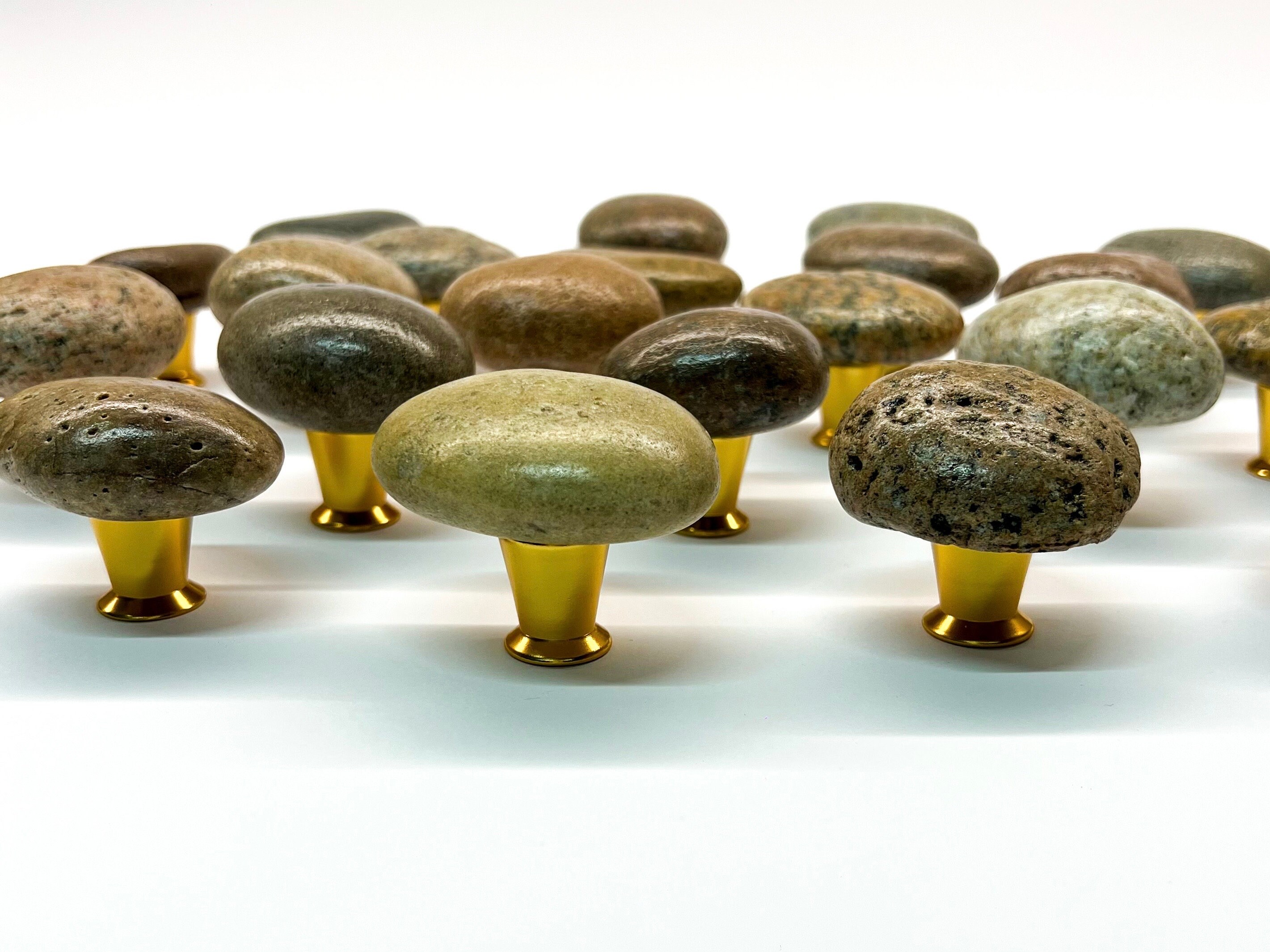 Natural Sea Stone Knobs – Handmade Rock Drawer Pulls – Beach Stone Cabinet Handles – Real Ocean ...