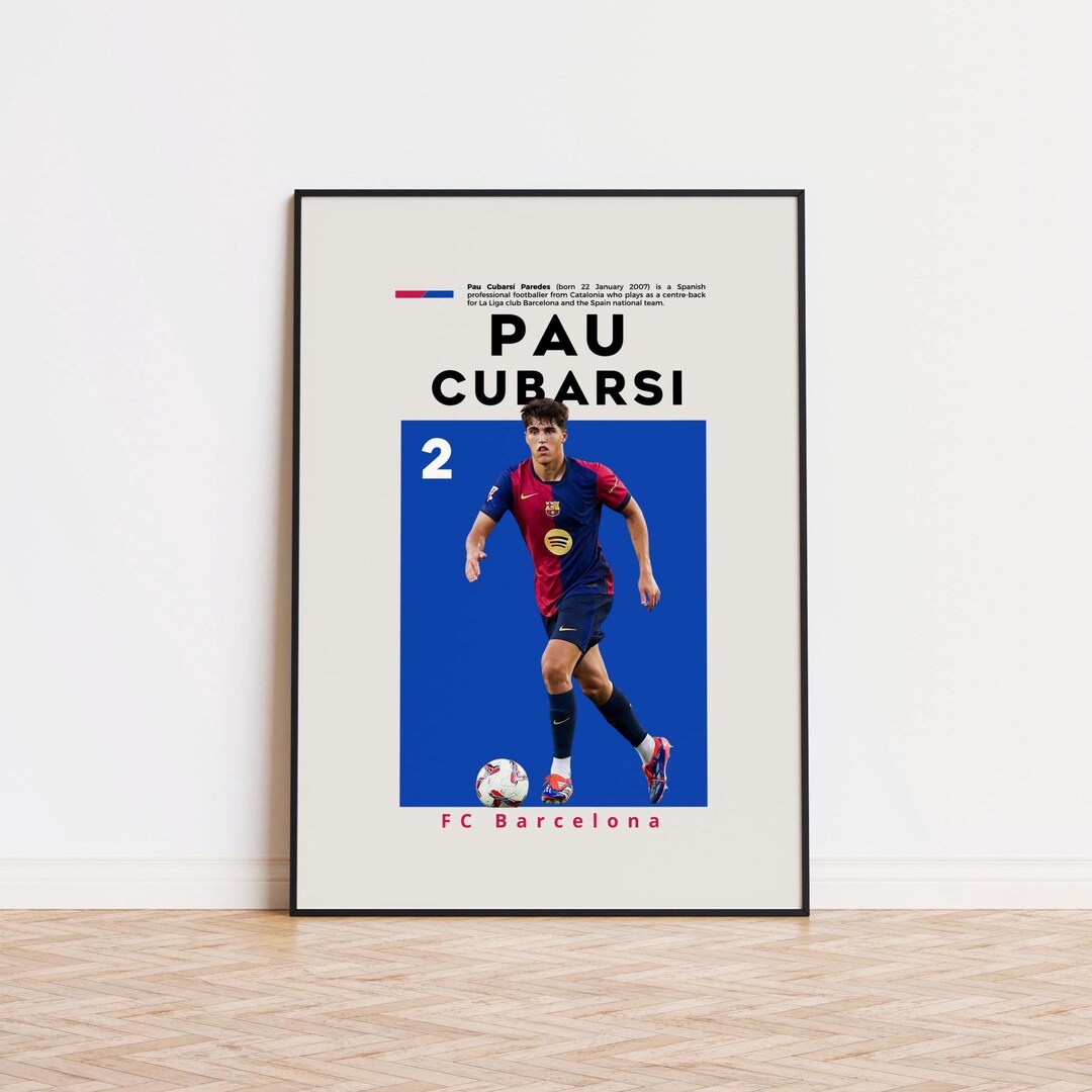 Pau Cubarsí Poster, Football Player Poster, Pau Cubarsí Print, Sports ...