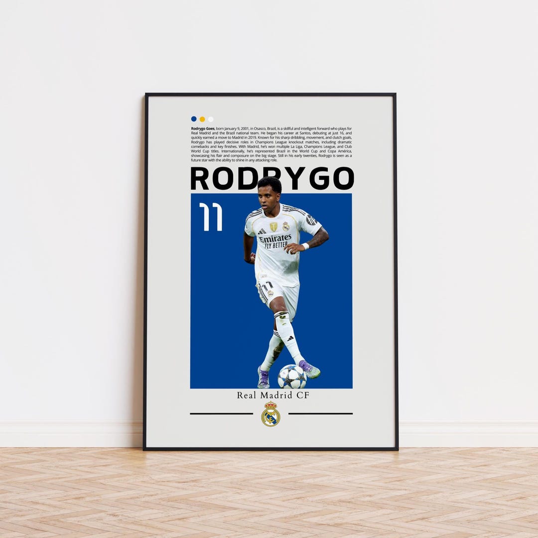 Rodrygo - Real Madrid Poster: Football Player Print (digital Download ...