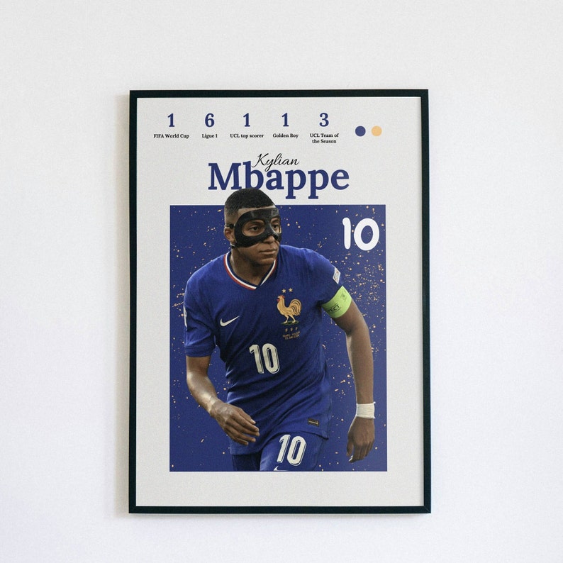 Kylian Mbappe Print, Kylian Mbappe Poster, Sports Poster, Kylian Mbappe ...