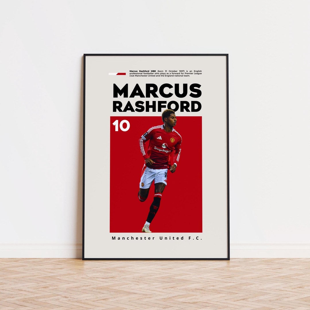 Marcus Rashford Poster, Football Player Poster, Marcus Rashford Print ...