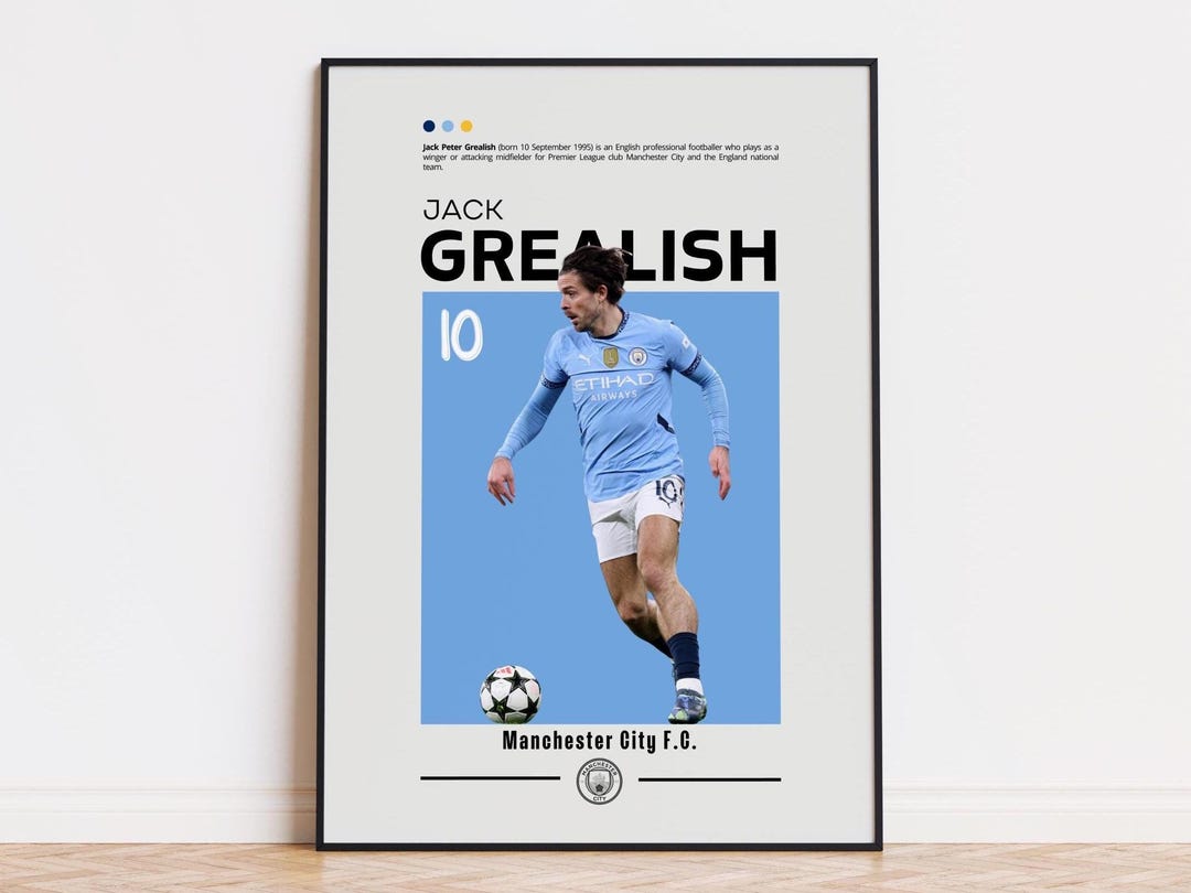 Jack Grealish Poster, Manchester City FC Poster, Jack Grealish Print ...