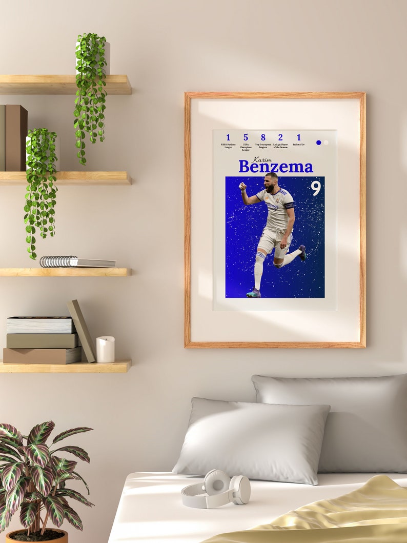 Karim Benzema Print, Karim Benzema Poster, Soccer Poster, Real Madrid ...