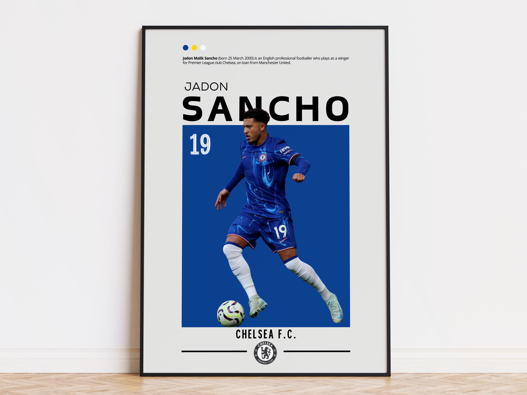 Jadon Sancho Poster, Chelsea FC Poster, Sancho Print, Sports Poster ...